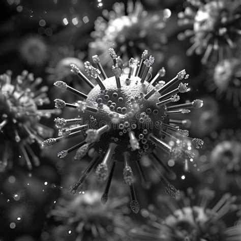 Electron Microscope Capture Of An Virus Approaching Human Cell Stock Illustration Illustration