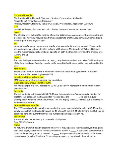 Osi Model Layer 1 The Physical Layer Defines The Method Of Moving