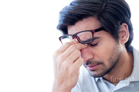 Man Pinching The Bridge Of His Nose 4 By Science Photo Library