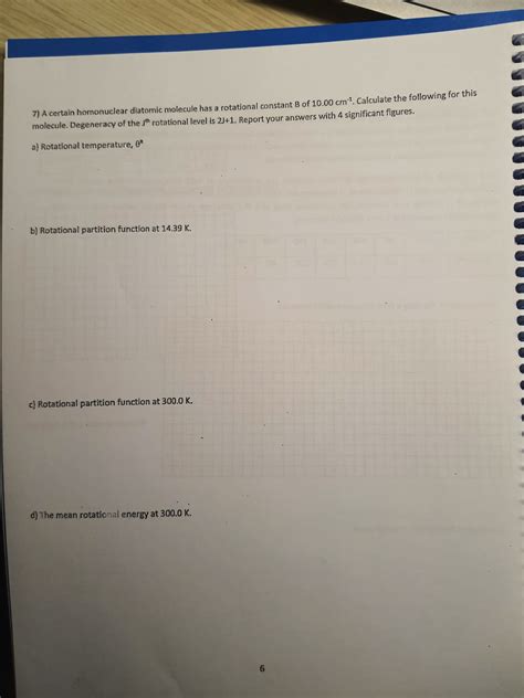 Solved 7 A Certain Homonuclear Diatomic Molecule Has A