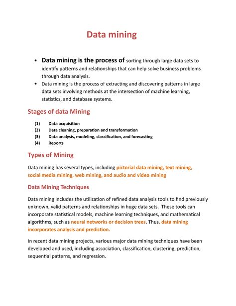 Data Mining Data Mining Is The Process Of Extracting And Discovering