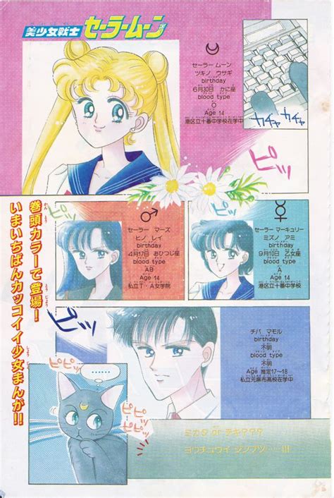 Character Profiles From Sailor Moon Series By Manga Artist Naoko Takeuchi Sailormoon Anime