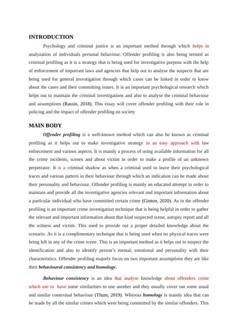 offender profiling in policing role and impact on society