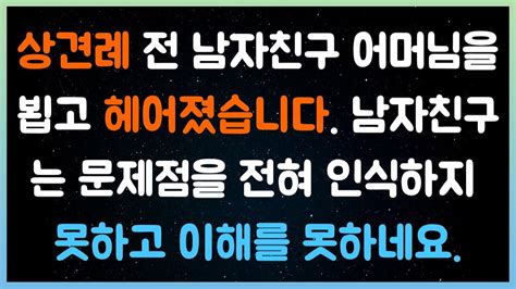 실화사연 상견례 전 남자친구 어머님을 뵙고 헤어졌습니다 남자친구는 문제점을 전혀 인식하지 못하고 이해를 못하네요 시댁이야기 네이트판 사연라디오 사이다사연
