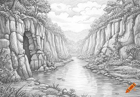River Valley Drawing Easy With Pencil