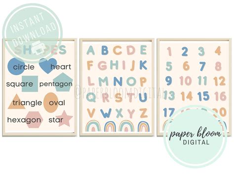 Rainbow Classroom Theme Educational Printables Set Of 3 Etsy