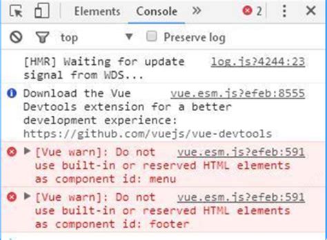 【dug】do not use built in or reserved html elements as component id