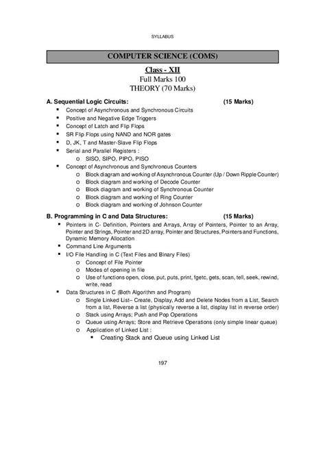 Wbchse Class 12 Syllabus For Computer Science