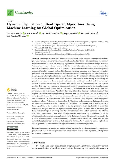 pdf dynamic population on bio inspired algorithms using machine