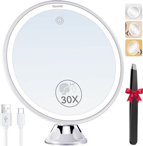 Auxmir 30x Magnifying Lighted Makeup Mirror With 3 Color Lights 8