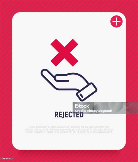 거부 된 얇은 라인 아이콘 손으로 십자가 표시를 들고 거절 취소 현대 벡터 그림입니다 거절에 대한 스톡 벡터 아트 및 기타 이미지 Istock
