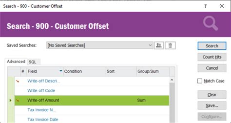 using sum search in context in customer offset screen on few columns ifs community