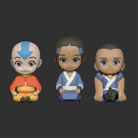 Archivo Obj Appa Aang Katara And Sokka 👾・idea De Impresión 3d Para