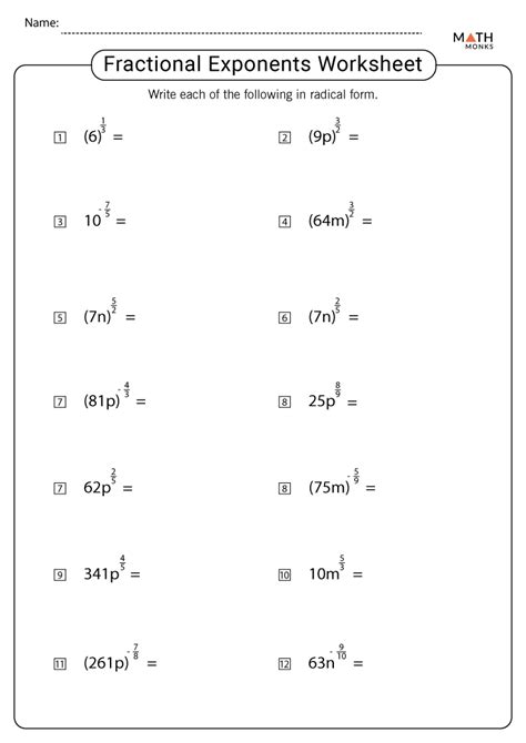 Fractional Exponents Worksheet Rational Exponent Equations