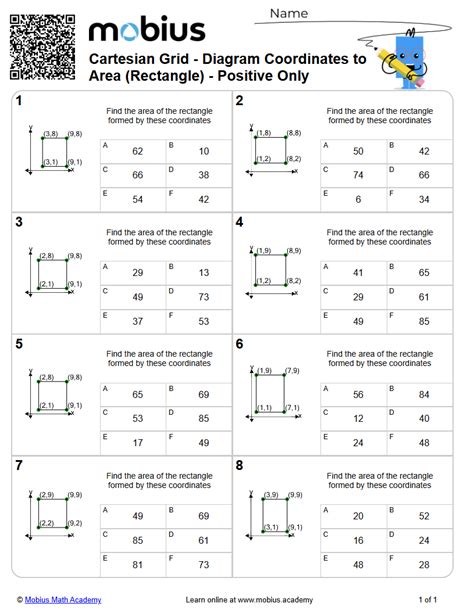 Free Worksheet Cartesian Grid Diagram Coordinates To Area Rectangle