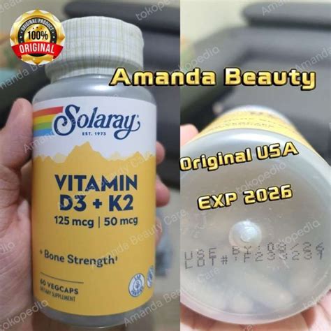 Promo Solaray Vitamin D3 K2 Vitamin D3 5000 Iu K2 Isi 60 Vegcaps