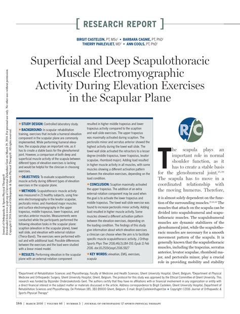 Pdf Superficial And Deep Scapulothoracic Muscle Emg Activity During Different Types Of