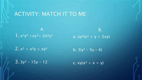 Factoring Polynomial With Common Monomial Factor Pptx