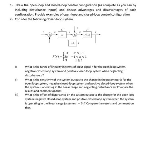 Solved Draw The Open Loop And Closed Loop Control Chegg