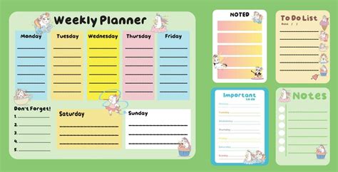 Linda Semanal Planificador Antecedentes Para Niños Con Linda Unicornios