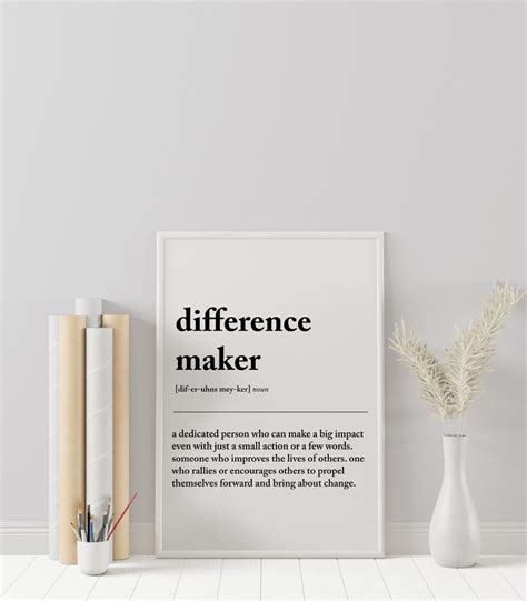 Difference Maker Definition Print Minimal Print Gift For Etsy