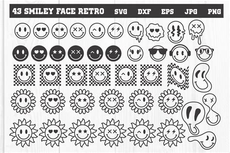 Smiley Face Retro Svg Dxf Eps Png Graphic By Dadanpm · Creative