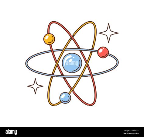 Retro Groovy Atom With Electrons Orbiting Around A Central Nucleus With