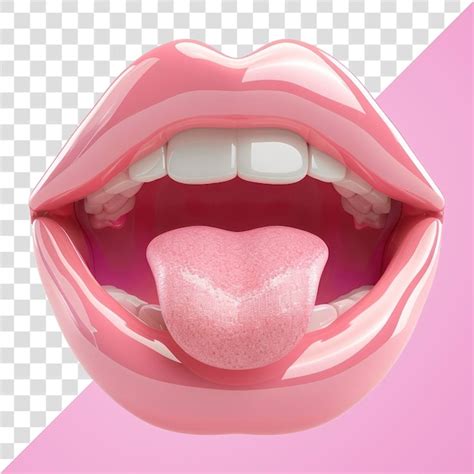 Png Glossy Lips Tongue Out Premium Ai Generated Psd