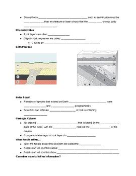 Fossils Relative Dating Guided Notes By Rebecca Stalter TPT