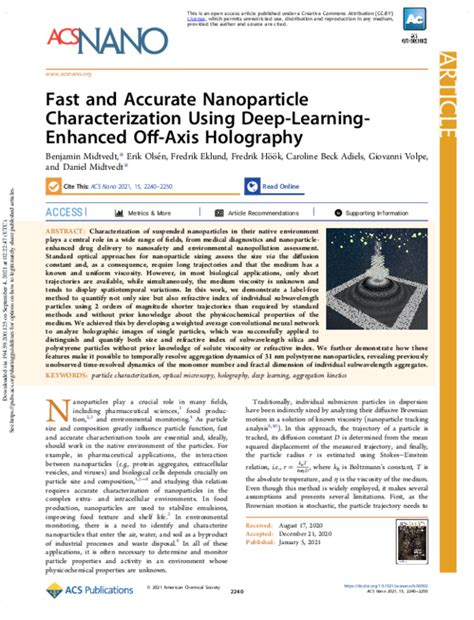 Pdf Fast And Accurate Nanoparticle Characterization Using Deep Learning Enhanced Off Axis