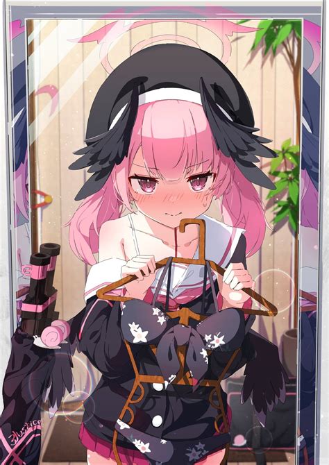 Anime Girls Pink Hair Ogipote Blushing Blue Archive Shimoe Koharu