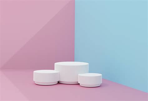 분홍색파란색 최소한의 장면 연단화장품 프리젠 테이션 파스텔 색상의 기하학적 연단 플랫폼 추상적 인 배경 디자인 프리젠 테이션 광고 템플릿3d 일러스트 레이션 렌더링 3차원
