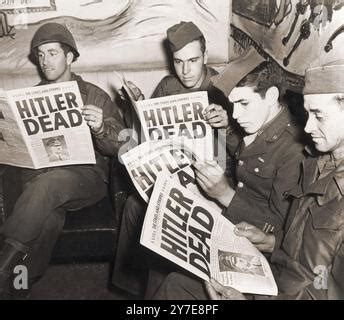 Hitler Dead Newspaper Headline American Soldiers Read Of Hitlers Death