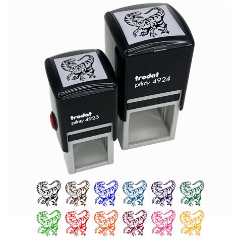 Striped Snarling Velociraptor Self Inking Rubber Stamp Ink Stamper