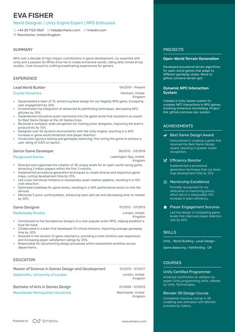 Game Developer Cv Examples And Guide For 2025