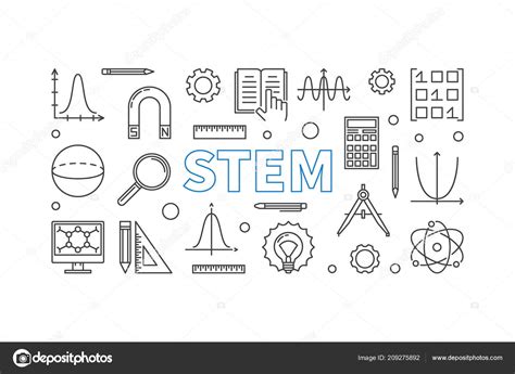 Stem Vector Horizontal Banner In Outline Style Stock Vector By ©sn3g 209275892