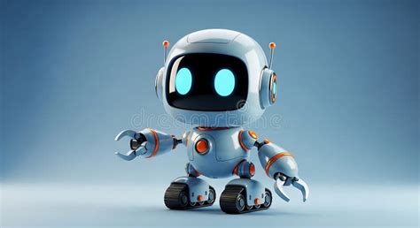 Cute Robotic Figure On Blue Background Stock Illustration