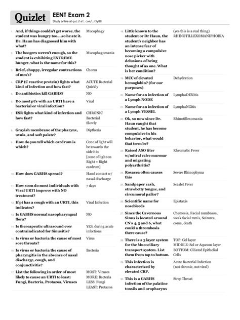 Eent Exam 2 Pdf Streptococcus Respiratory Diseases