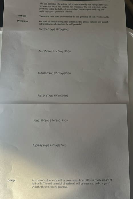 Solved The Cell Potential Of A Voltaic Cell Is Determined By