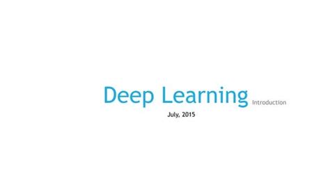 Deep Learning 1 Ppt