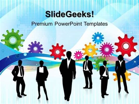 Gears With Business Person Industrial PowerPoint Templates And PowerPoint Themes