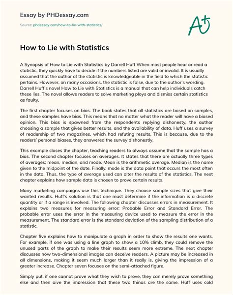 How To Lie With Statistics Summary Essay Example
