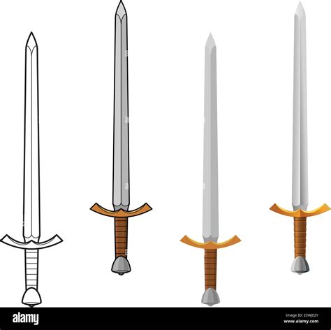 Classic Realistic Cartoon Medieval European Sword Broadsword Icon