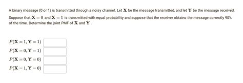 Solved A Binary Message 0 Or 1 Is Transmitted Through A