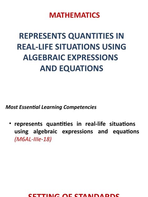 Math Week4 Represents Quantities In Real Life Situations Using Algebraic Expressions