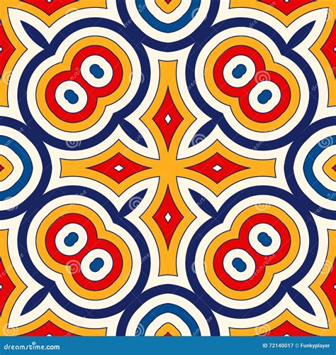 Bright Ethnic Abstract Background Seamless Pattern With Symmetric Geometric Ornament Stock