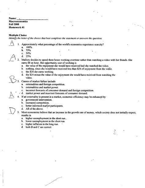 Homework 1 Questions On Principles Of Macroeconomics With Answers Econ 2105h Assignments