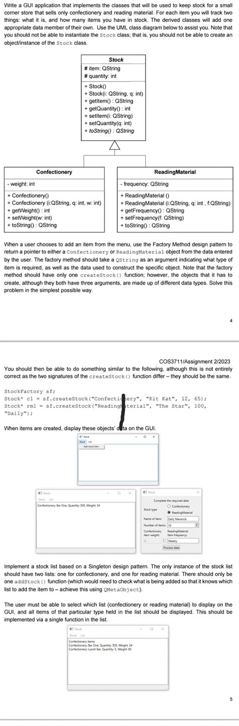 solved write a gui application that implements the classes