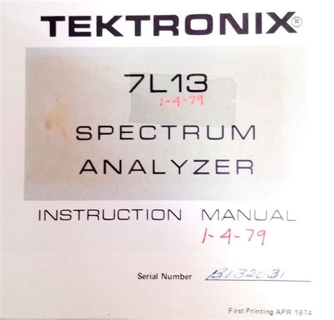 Tektronix 7l13 Spectrum Analyzer Instruction Manual