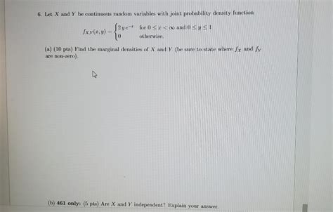 Solved 6 Let X And Y Be Continuous Random Variables With